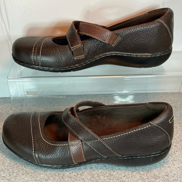 Clarks | Shoes | Clarks Chocolate Brown Flats With Double Mary Have ...